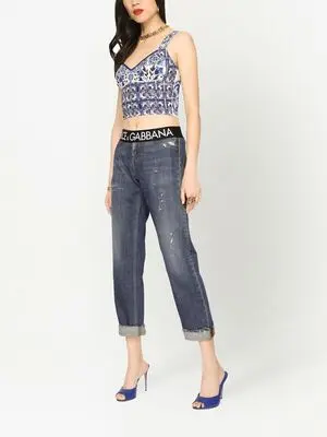 Dolce & Gabbana Majolica-print Corset Top - White