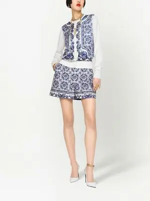 Dolce & Gabbana Majolica-print Silk Cardigan - White