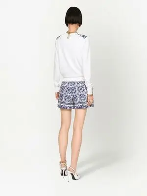 Dolce & Gabbana Majolica-print Silk Cardigan - White