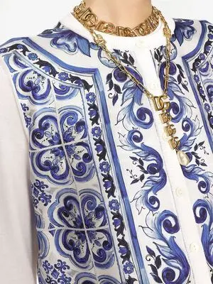 Dolce & Gabbana Majolica-print Silk Cardigan - White