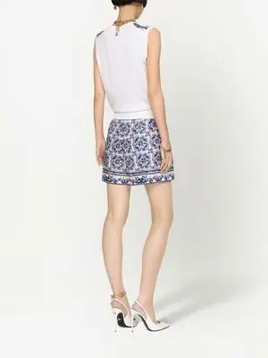 Dolce & Gabbana Majolica-print Silk Top - Blue
