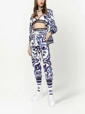 Dolce & Gabbana Majolica Print Zip-up Sweatshirt - Blue