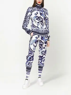 Dolce & Gabbana Majolica Print Zip-up Sweatshirt - Blue