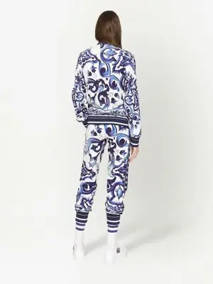 Dolce & Gabbana Majolica Print Zip-up Sweatshirt - Blue