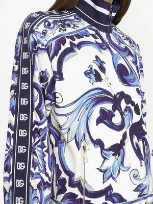Dolce & Gabbana Majolica Print Zip-up Sweatshirt - Blue
