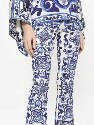 Dolce & Gabbana Majolica-print Flared Trousers - Blue