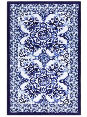 Dolce & Gabbana Majolica-print Terrycloth Beach Towel - White