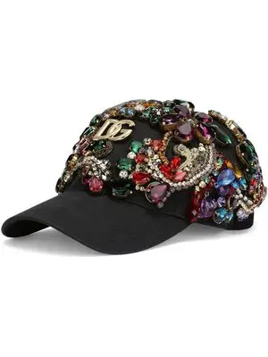 Dolce & Gabbana Dg-logo Rhinestone-embellished Baseball Cap - Black