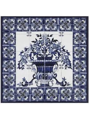 Dolce & Gabbana Majolica-print Twill Scarf - Blue