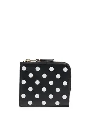 Comme Des Garçons Polka-dot Zip-around Wallet - Black