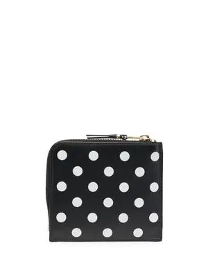 Comme Des Garçons Polka-dot Zip-around Wallet - Black