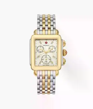 Michele Deco Two-tone Diamond Dial Watch - 18k 2-tone Gold-plated
