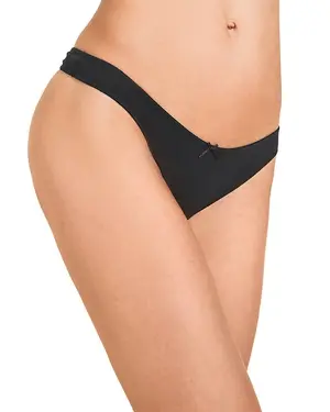 Eberjey Pima Stretch Cotton Thong - Black