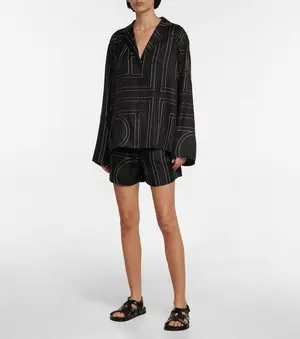 TOTEME Logo Silk Shorts - Black