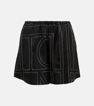 TOTEME Logo Silk Shorts - Black