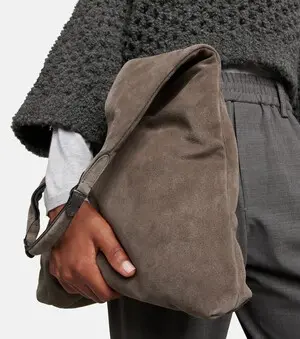 Brunello Cucinelli Embellished Suede Shoulder Bag