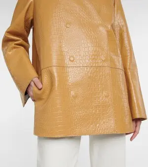 TOTEME Double-breasted Croc-effect Leather Blazer