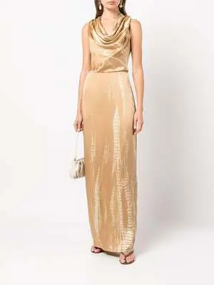 Voz Convertible Silk Maxi Dress - Brown