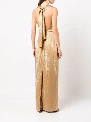 Voz Convertible Silk Maxi Dress - Brown