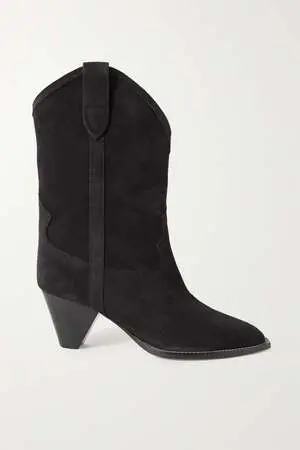 Isabel Marant  Luliette Embroidered Suede Ankle Boots