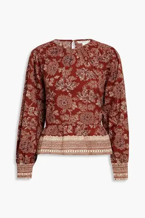 Veronica Beard Kester Printed Cottonblend Top
