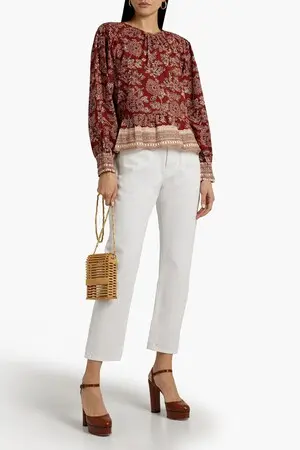 Veronica Beard Kester Printed Cottonblend Top