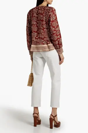 Veronica Beard Kester Printed Cottonblend Top