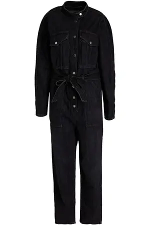 Veronica Beard Annie Belted Denim Jumpsuit - Black