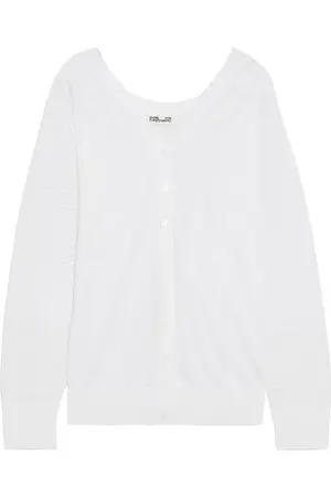Diane Von Furstenberg Grace Burnout-Effect Knitted Cardigan - White