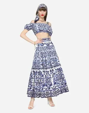 Dolce & Gabbana Majolica-print Poplin Crop Top - Multicolor