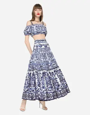 Dolce & Gabbana Majolica-print Poplin Crop Top - Multicolor