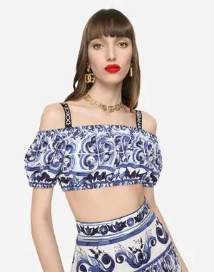 Dolce & Gabbana Majolica-print Poplin Crop Top - Multicolor