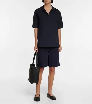 THE ROW Leather Elastic Ballet Flats - Black