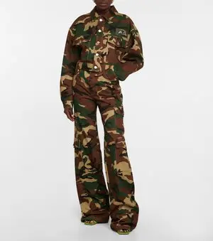 Alessandra Rich Camouflage Cargo Pants