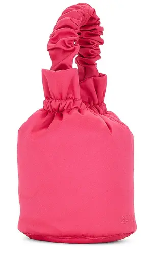 GANNI Occasion Ruched Top Handle Bag In Pink