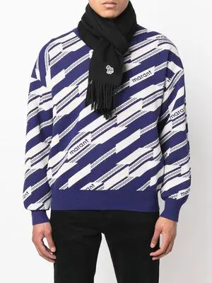 Paul Smith Signature-zebra Fringed Scarf - Black