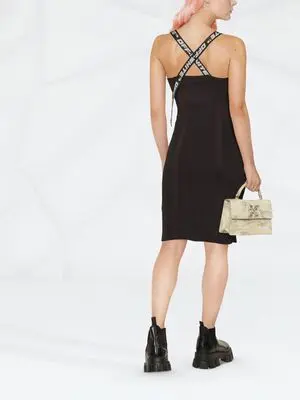 Off-White Logo Straps V-neck Mini Dress