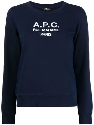 A.p.c. Tina Logo-embroidered Cotton Sweatshirt - Blue