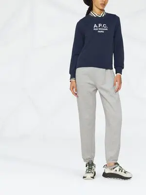 A.p.c. Tina Logo-embroidered Cotton Sweatshirt - Blue
