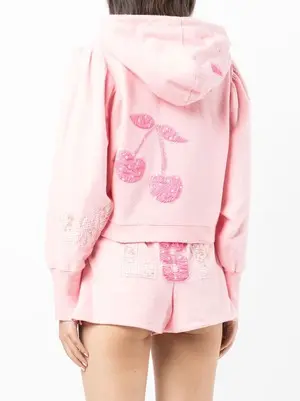LoveShackFancy Zip-up Appliqué Hoodie