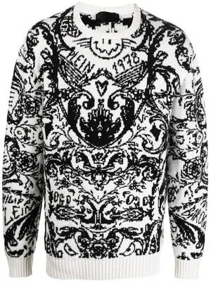 Philipp Plein Intarsia-knit Jumper - White