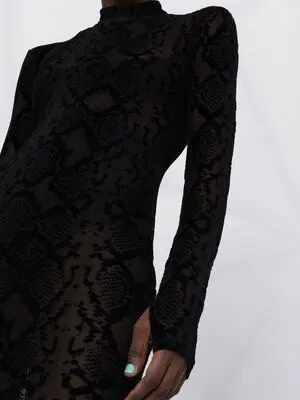 Philipp Plein Snakeskin-print Sheer Dress