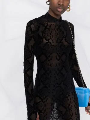 Philipp Plein Snakeskin-print Sheer Dress