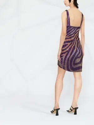 Philipp Plein Crystal-embellished Zebra-print Dress - Purple