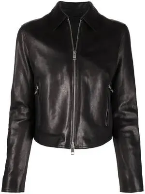 DIESEL® Zip-up Leather Jacket - Black