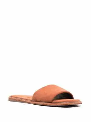 Brunello Cucinelli Suede-leather Slider Sandals