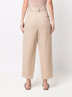 Brunello Cucinelli High-waisted Cropped Linen-blend Trousers
