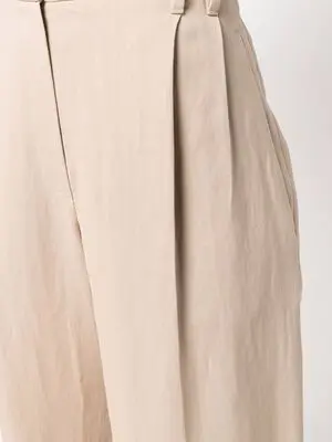 Brunello Cucinelli High-waisted Cropped Linen-blend Trousers