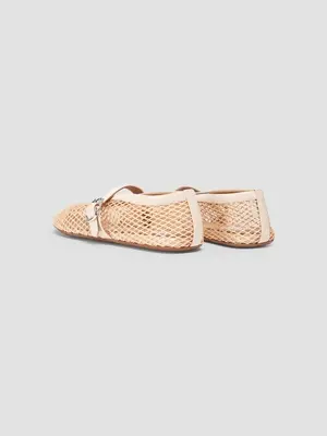 Alaïa Ballerina Strap Fishnet Flats - Beige Clair
