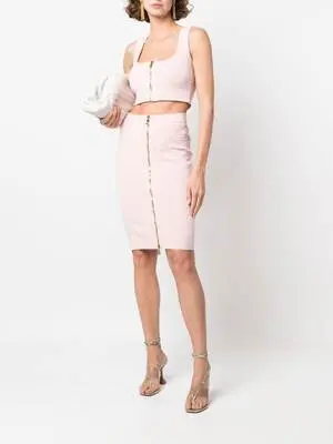 Balmain Monogram Pattern Zip-up Skirt